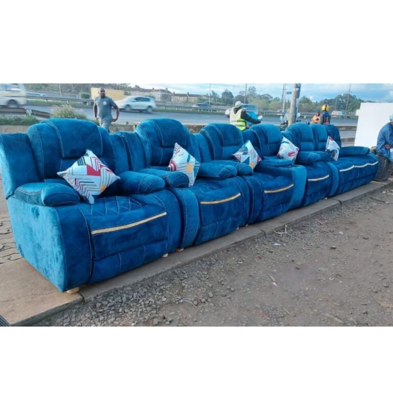 Blue 7 seater Semi-Recliner sofa - Liberty Furniture